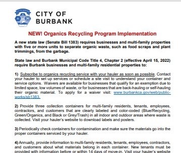 SB1383 Business Requirements - Public Works - City of Burbank